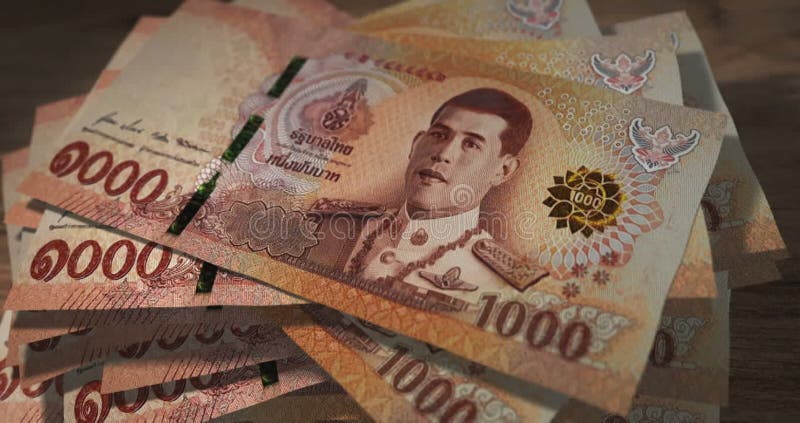 Thailand Baht 1000 Money Banknotes Falling on the Table Stock Video ...