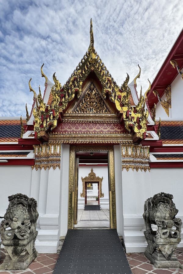 The Entrances of a Famous Temple in Bangkok, Thailand Stock Photo ...