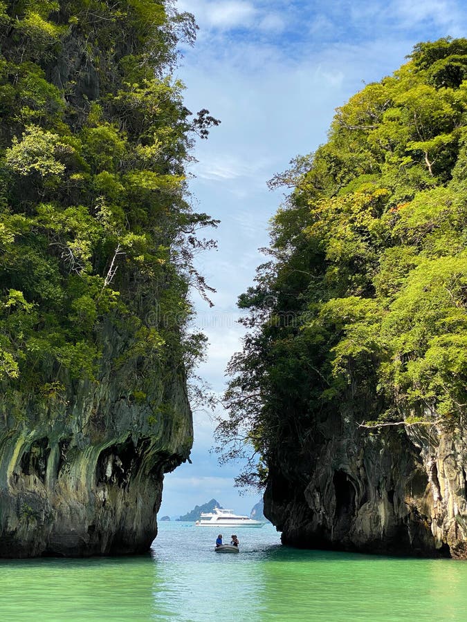 Thailand Big Rocks and Vegetation Over the Sea Stock Image - Image of ...