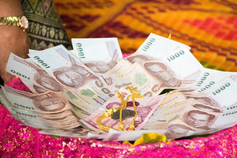 Bride Price Money and Gold in Traditional Wedding Ceremony Thailand ...
