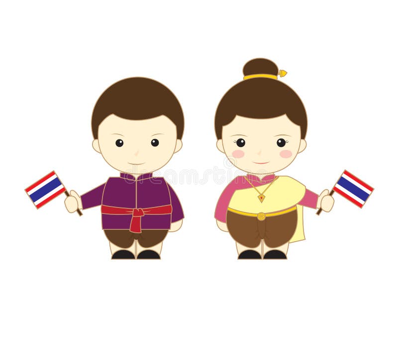 Thailand cartoon kids stock illustration. Illustration of thai - 62422492