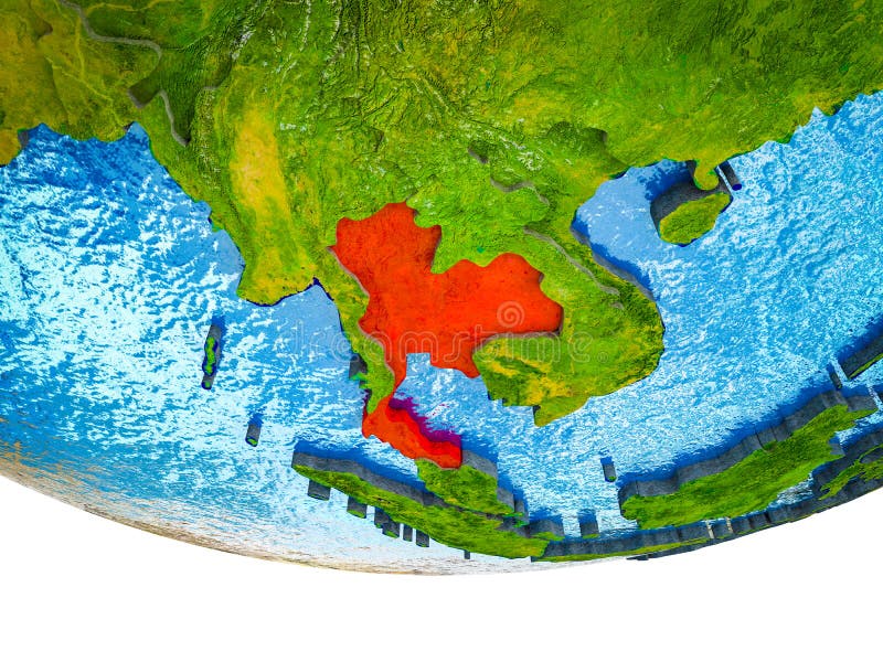 Thailand on 3D Earth stock image. Image of country, asia - 128432075