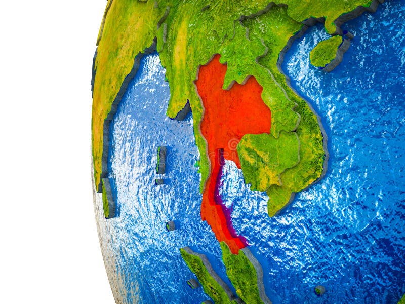 Thailand on 3D Earth stock illustration. Illustration of thai - 128800325