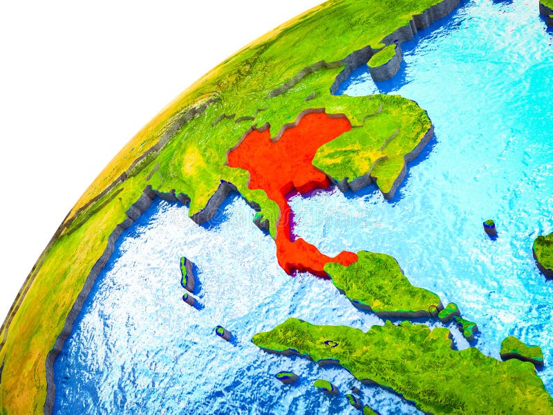 Thailand on 3D Earth stock illustration. Illustration of thai - 130266205