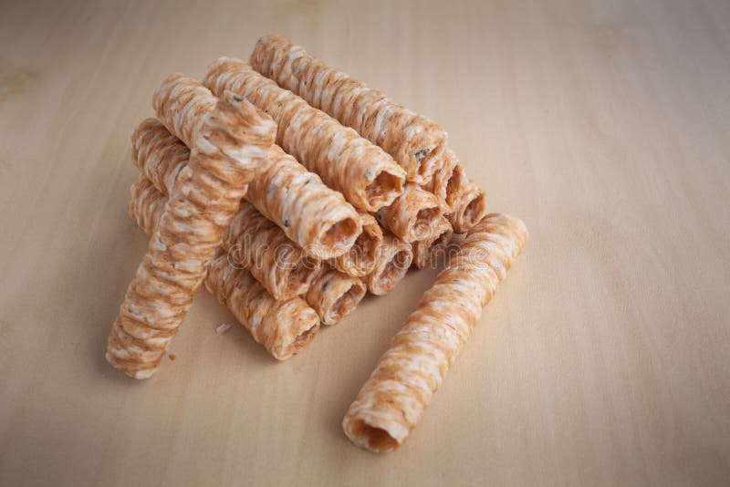Thailand Dessert Crispy Roll Milk Flavor Stock Image - Image of wafer ...