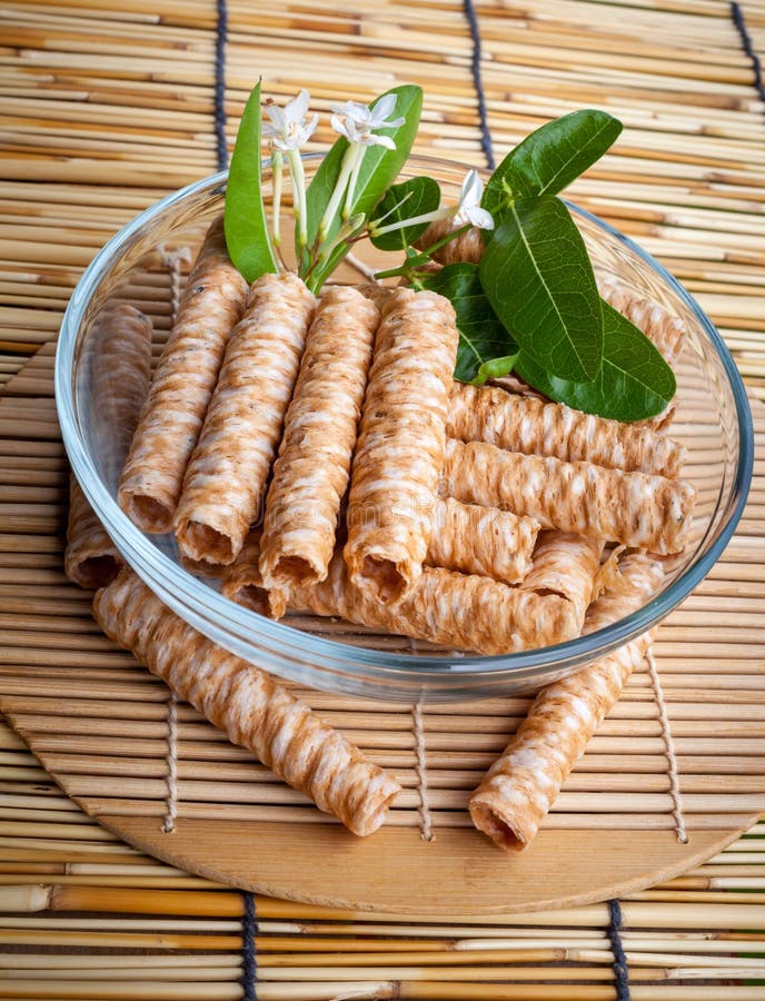 Thailand Dessert Crispy Roll Milk Flavor Stock Photo - Image of golden ...