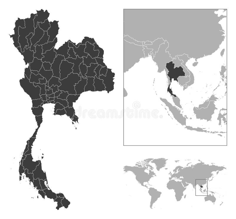 Thailand - Detailed Country Outline and Location on World Map. Stock ... Thailand - Detailed Country Outline and Location on World Map. Stock ...