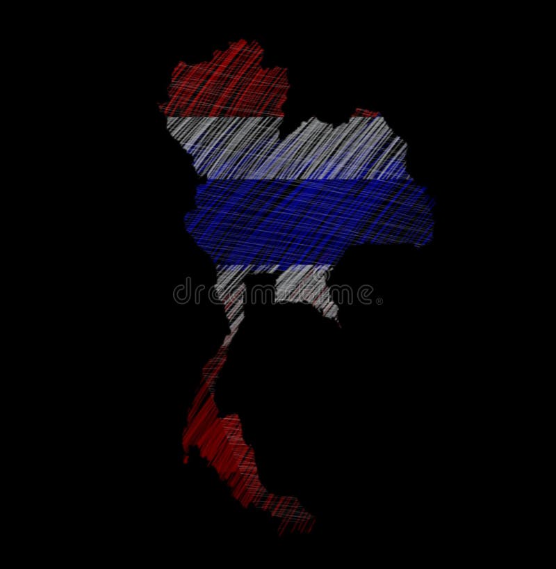 Thailand Earth Map with Drawing Style 2 Stock Illustration ...