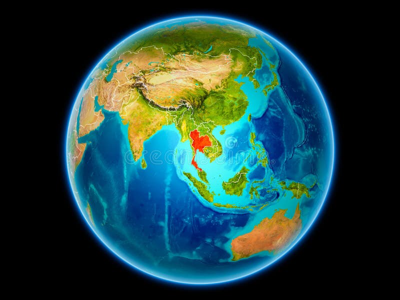 Thailand on Earth from Space Stock Illustration - Illustration of space ...