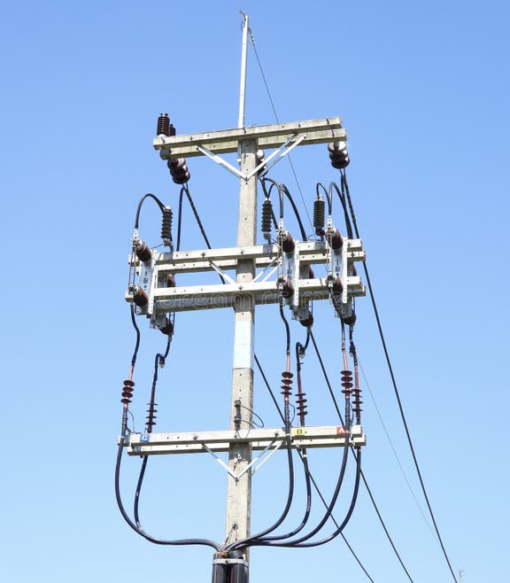 Underground Cable Riser Pole for Distribution System Stock Photo ...