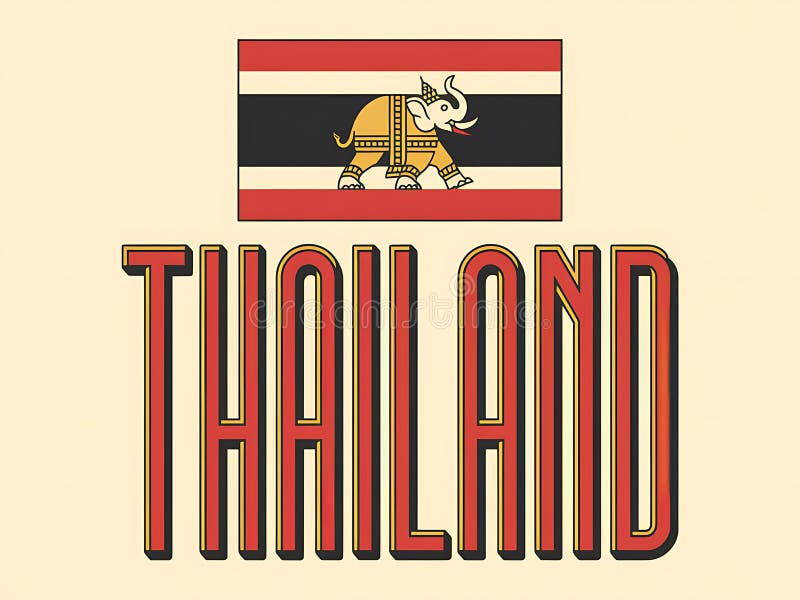 Thailand Flag with Elephant Design and Text Stock Image - Image of ...