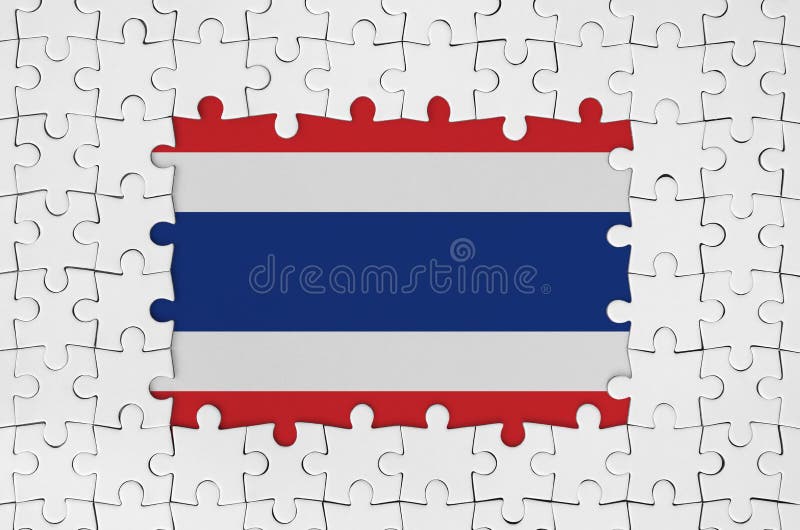 Thailand Flag in Frame of White Puzzle Pieces with Missing Central Part ...