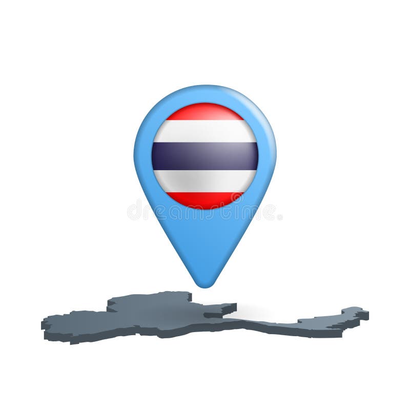 Thailand Flag Map Pin on White Stock Illustration - Illustration of ...