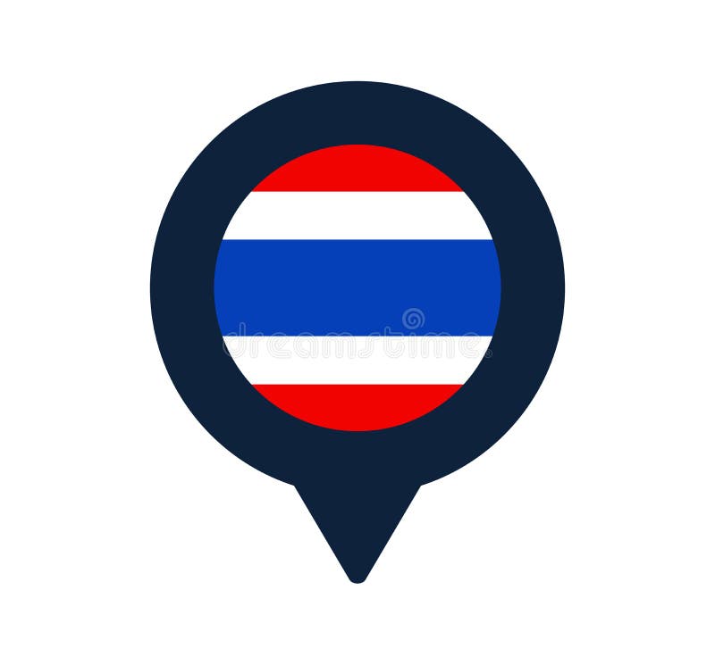 Thailand Flag and Map Pointer Icon. National Flag Location Icon Vector ...