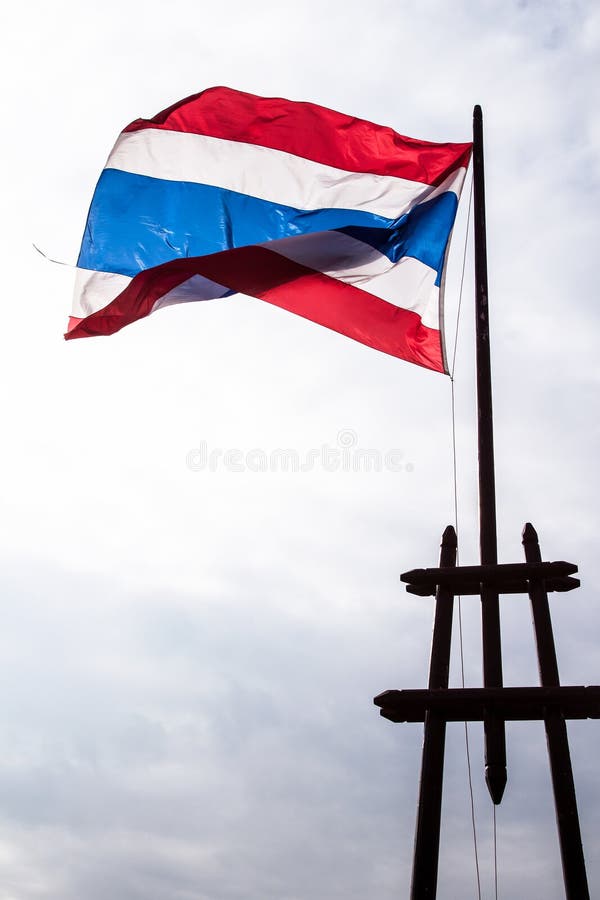 Thailand Flag Wave Flying on Dark Sky Stock Image - Image of color ...