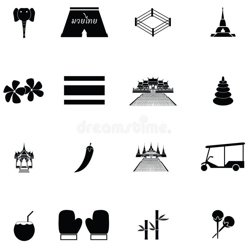 Thailand icon set stock vector. Illustration of nature - 120572795