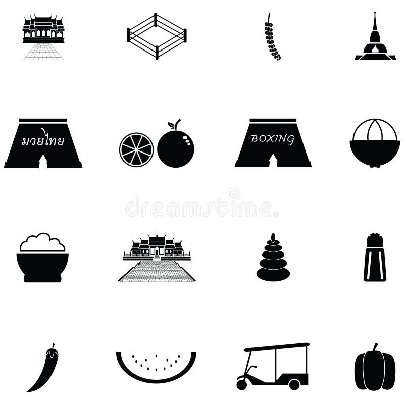 Thailand icon set stock vector. Illustration of flat - 120572783