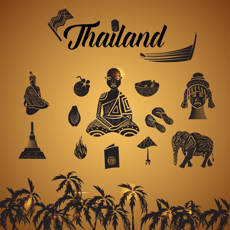 Thailand Icons Set, Simple Style Stock Vector - Illustration of ...