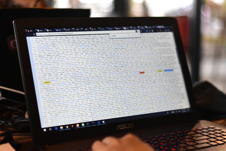 Thailand - 25 July 2018 : Display of Structure HTML Code on Laptop ...