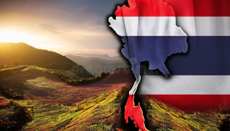 Thailand Map and Flag stock illustration. Illustration of nation - 353688876