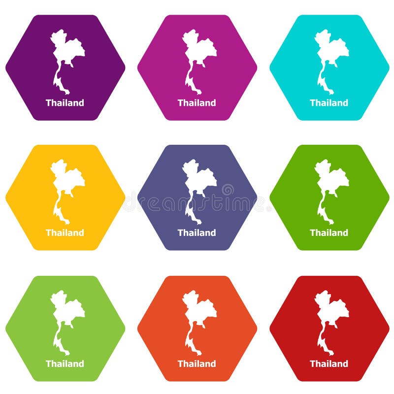 Thailand Map Icons Set 9 Vector Stock Vector - Illustration of logo ...