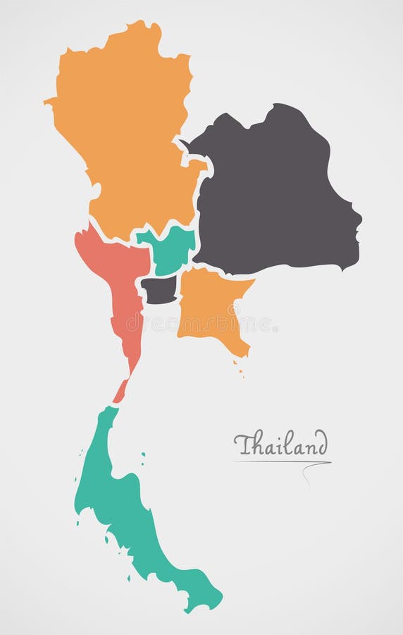 Thailand Map with Shapes of Regions. Stock Vector - Illustration of ...