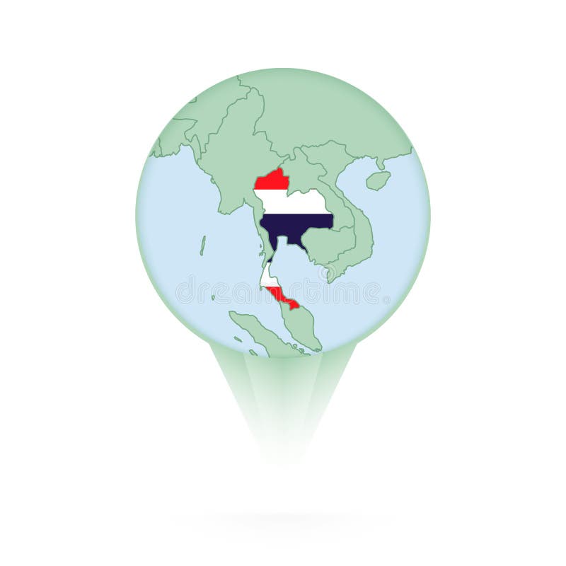 Thailand Map, Stylish Location Icon with Thailand Map and Flag Stock ...