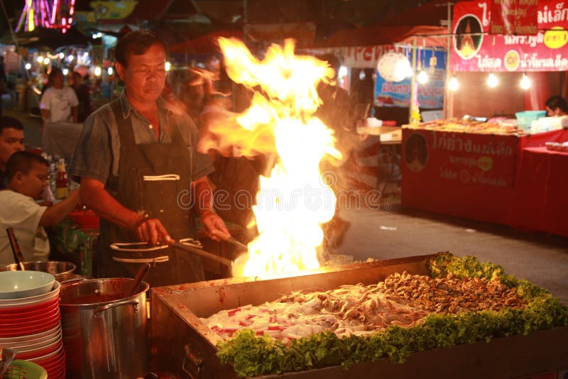 Thailand market cook editorial photo. Image of cook, night - 68514886