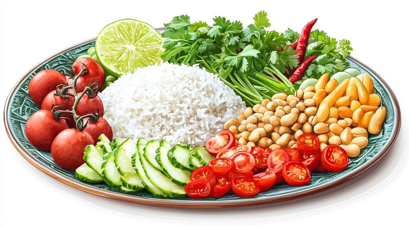 Thailand Papaya Salad Dish Close Up View Stock Illustration ...