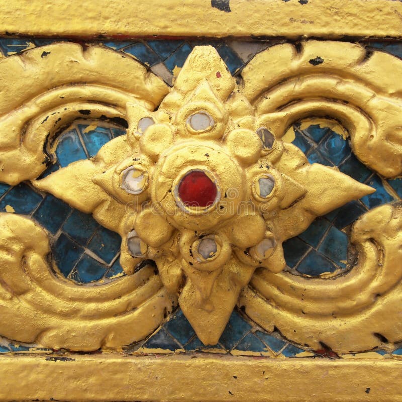 Thailand Pattern on Walls of Buddhistic Temple Stock Image - Image of ...