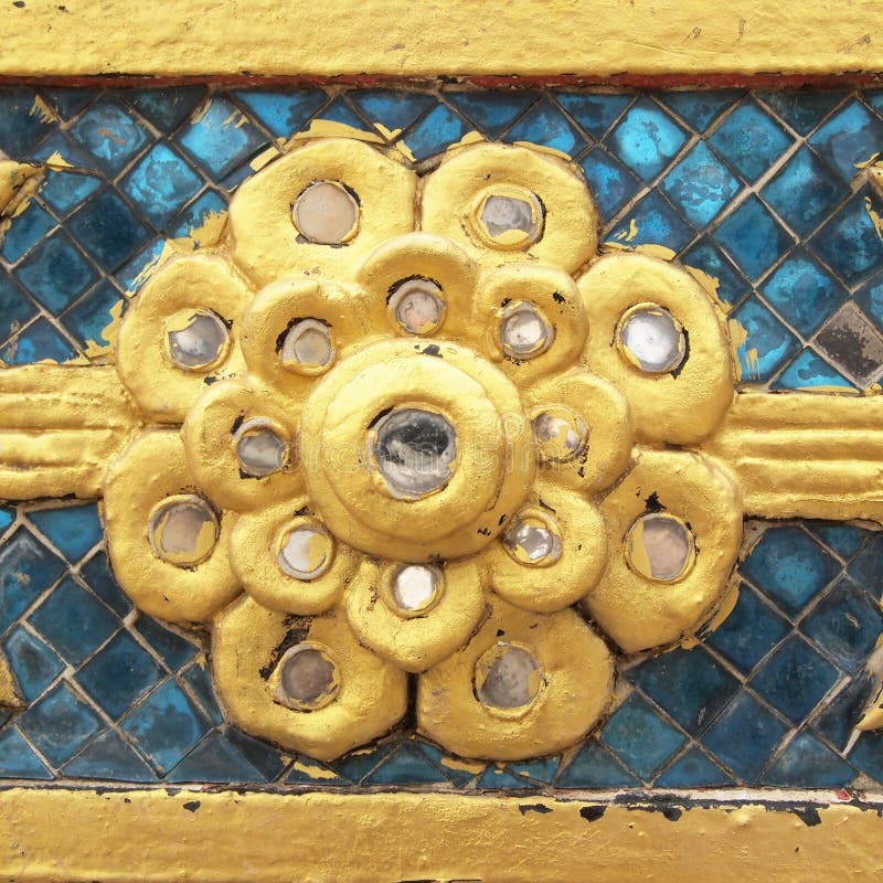 Thailand Pattern on Walls of Buddhistic Temple Stock Image - Image of ...