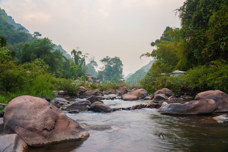 Thailand Rural Lanscape View of the River in Mountains Stock Photo ...