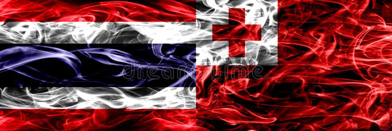 Thailand Vs Tonga, Tongan Smoke Flags Placed Side by Side. Thick ...