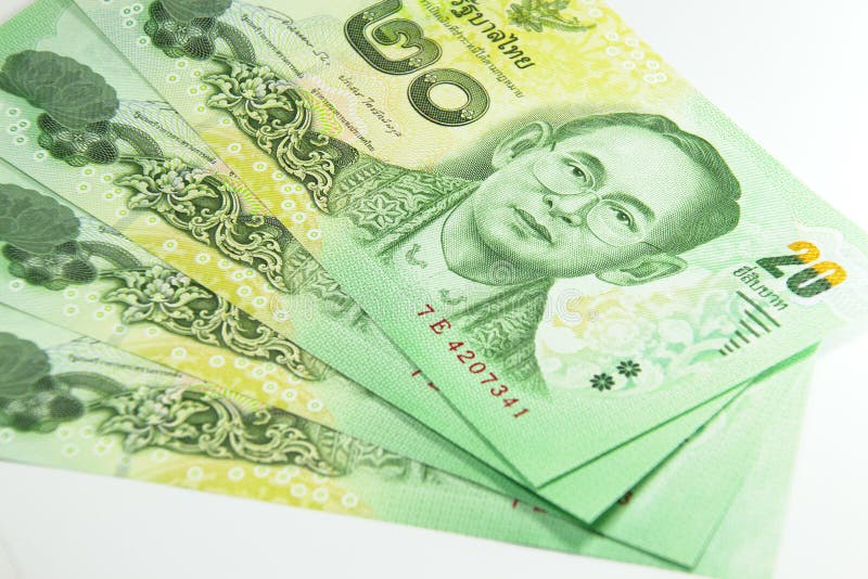 Thais Bankbiljet Twintig Baht Stock Foto - Image of munt, bankroet ...