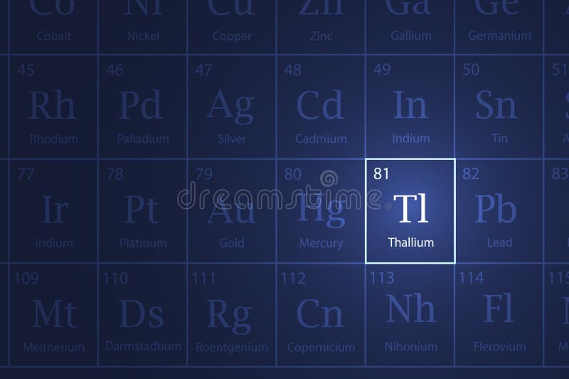 Thallium Element Glowing in a Dark Periodic Table Stock Illustration ...