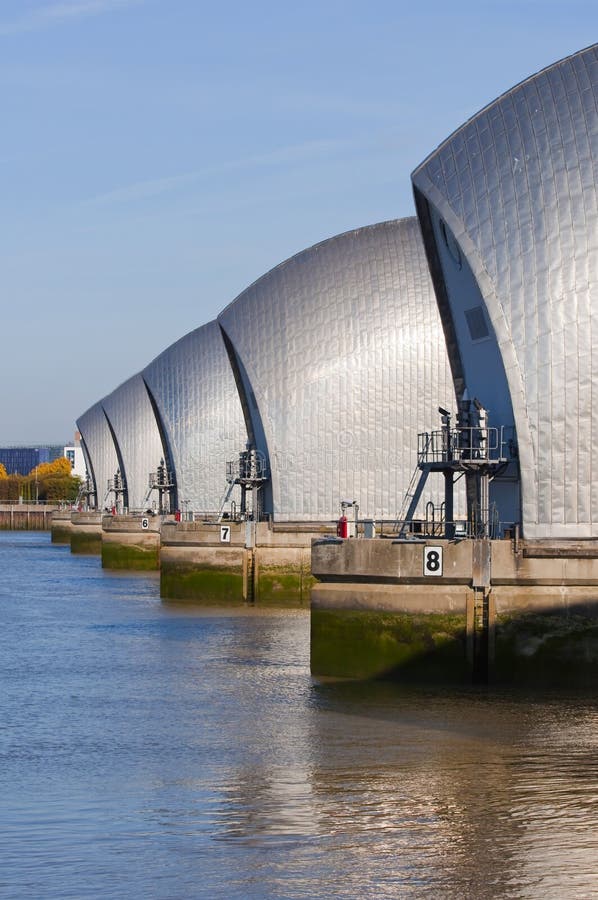 Thames Barrier Piers in a Line. London, UK Editorial Photo - Image of ...