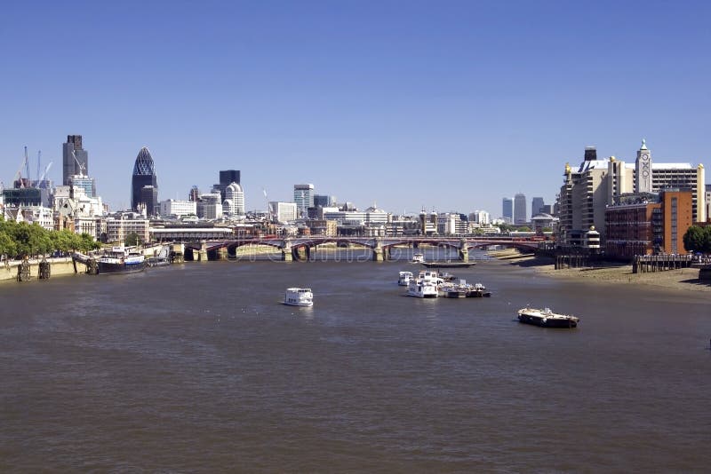 Thames and City with Bridge Stock Image - Image of england, vertical ...