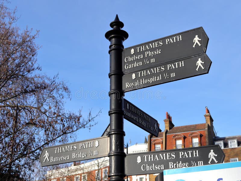 Thames Path Sign in London, UK Stock Image - Image of directional ...