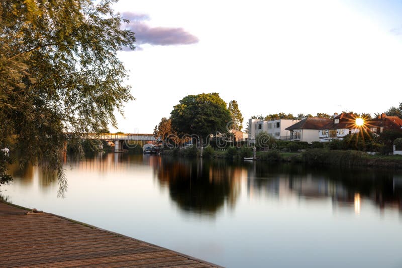 Thames Riverwalk Around Staines Stock Image - Image of sunlight, thames ...