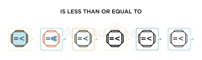 Is less Than or Equal To Vector Icon in 6 Different Modern Styles ...