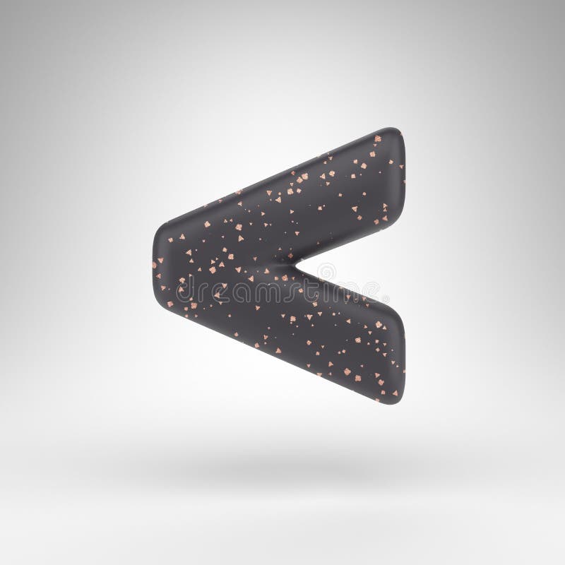 Less Than Symbol on White Background. Black Matte 3D Sign with Copper ...