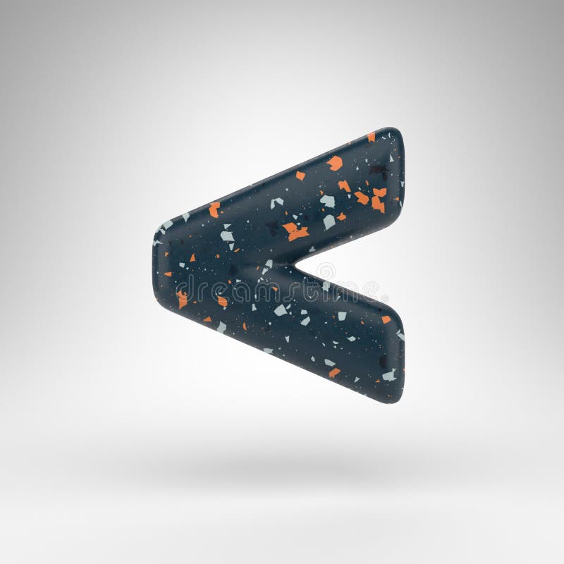 Less Than Symbol on White Background. 3D Sign with Orange Terrazzo ...