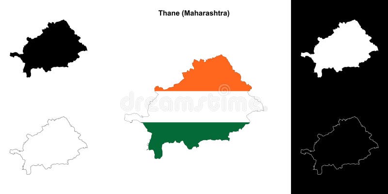 Thane outline map stock vector. Illustration of border - 368832508