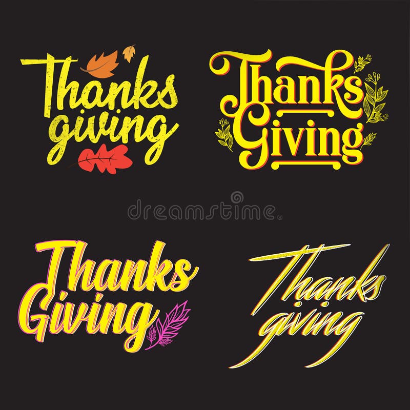 Thank Giving Typography Design Pack Stock Image - Image of giving ...