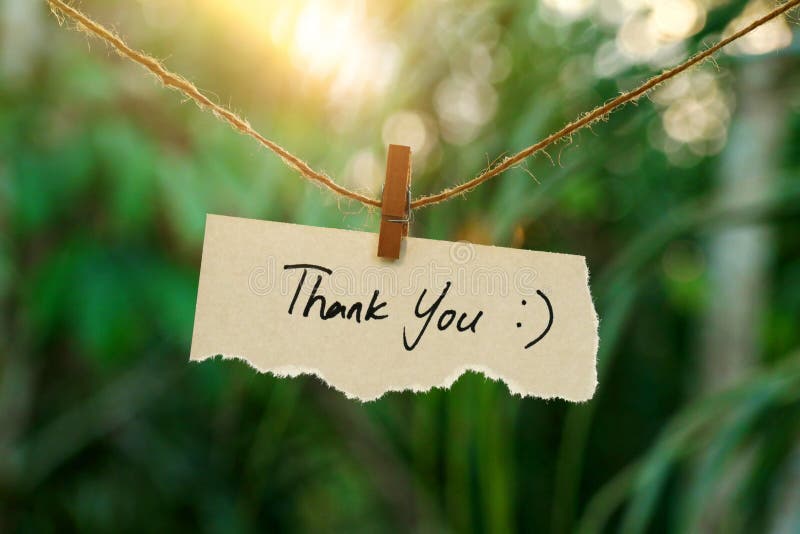 Thank Yo Note on Torn Paper Hanging on a String Stock Photo - Image of ...