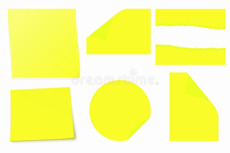 Sticky Yellow Memo Note Set with Shadows Stock Illustration ...