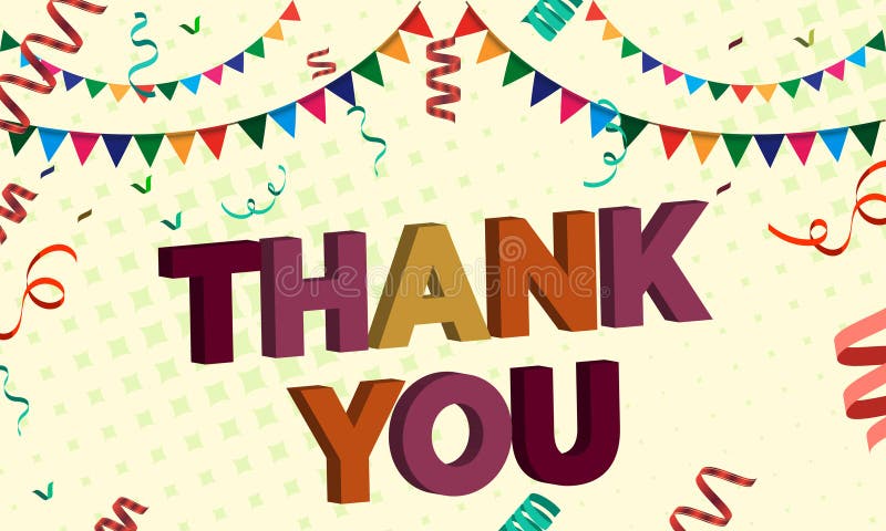 Thank YouThank You Card with Retro Typography Design. 3d Color Letters ...