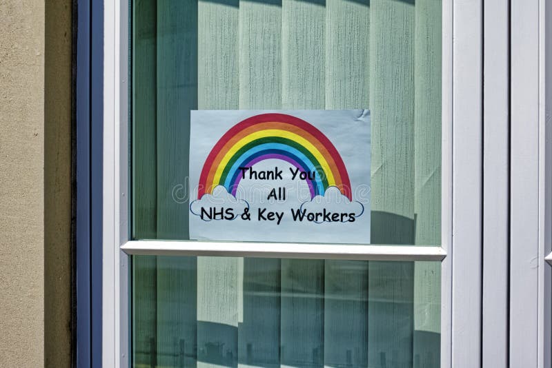 Thank You All NHS & Key Workers Sign in a Window Editorial Stock Photo ...