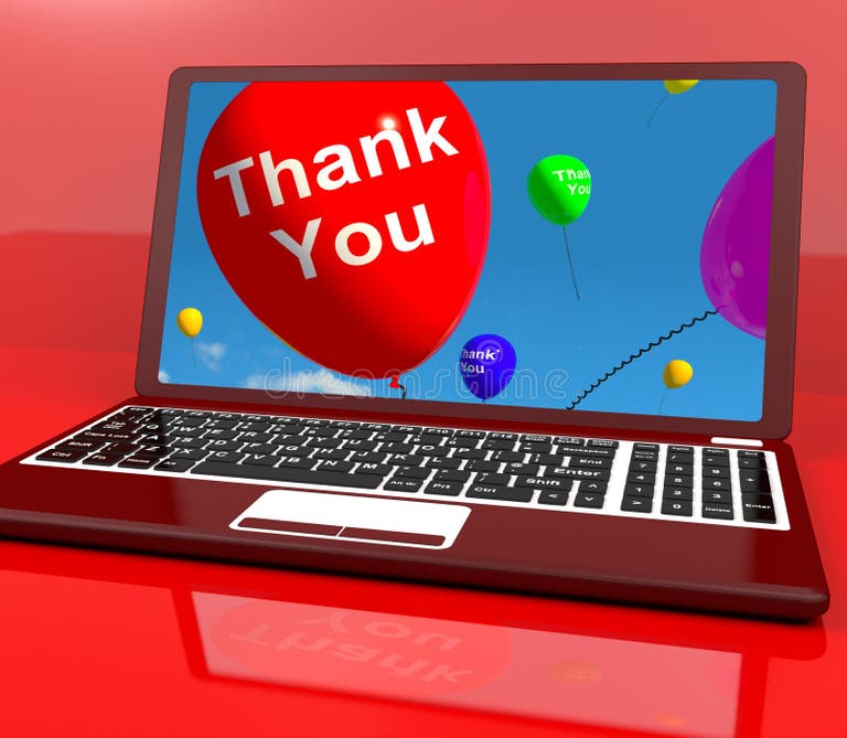 Thank You Balloon on Computer Stock Illustration - Illustration of ...