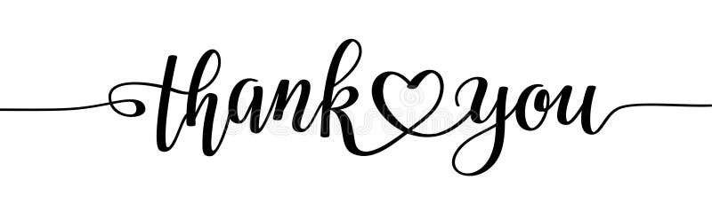 Thank You Black Lettering Horizontal Phrase with Line Heart. Design ...